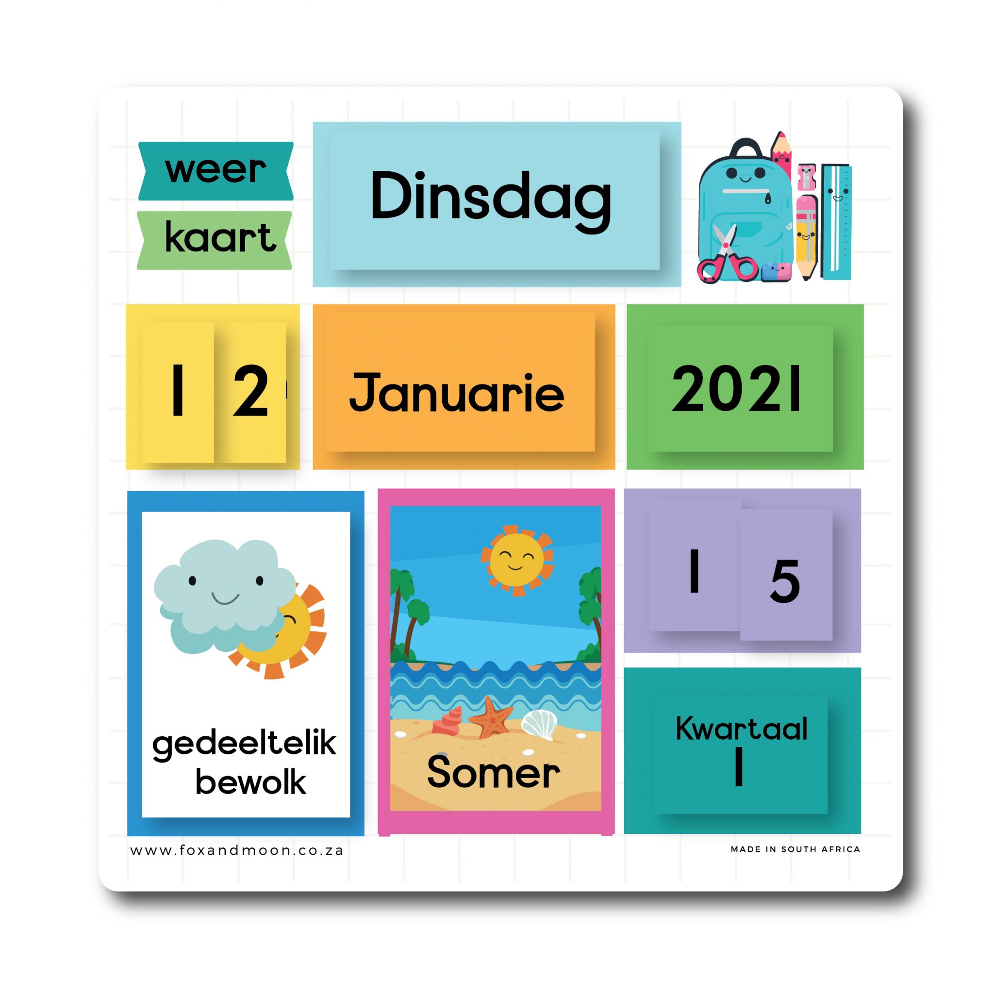 Magnetic Weather Chart - Afrikaans - Fox & Moon