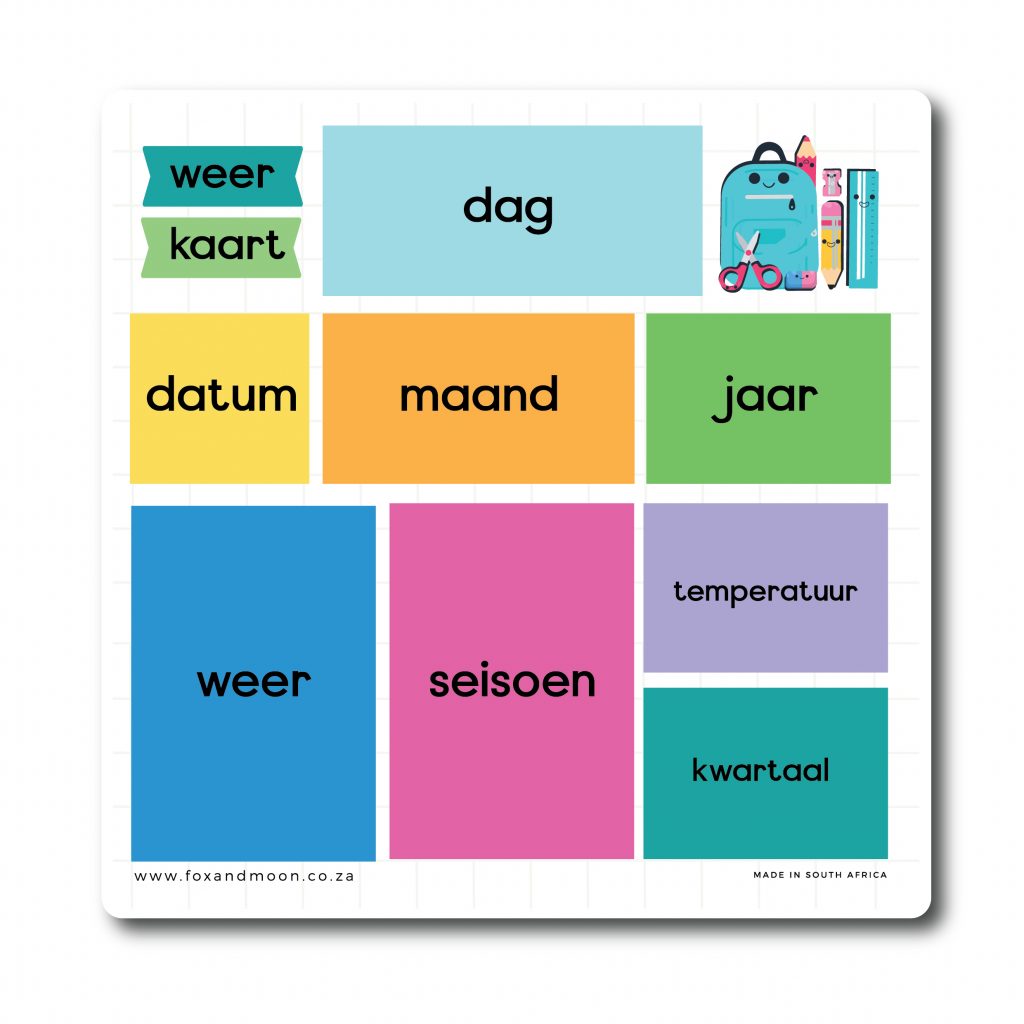 Magnetic Weather Chart - Afrikaans - Fox & Moon